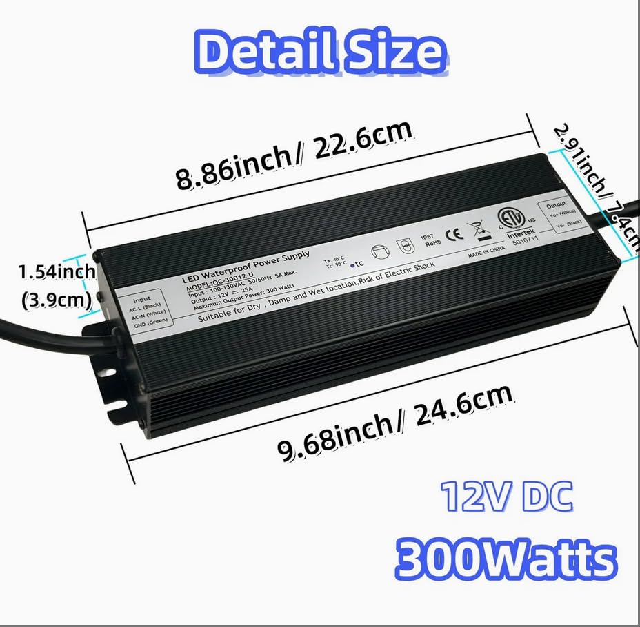 Snapklik.com : 300W 12V 25A LED Driver ETL Listed Transformer ...