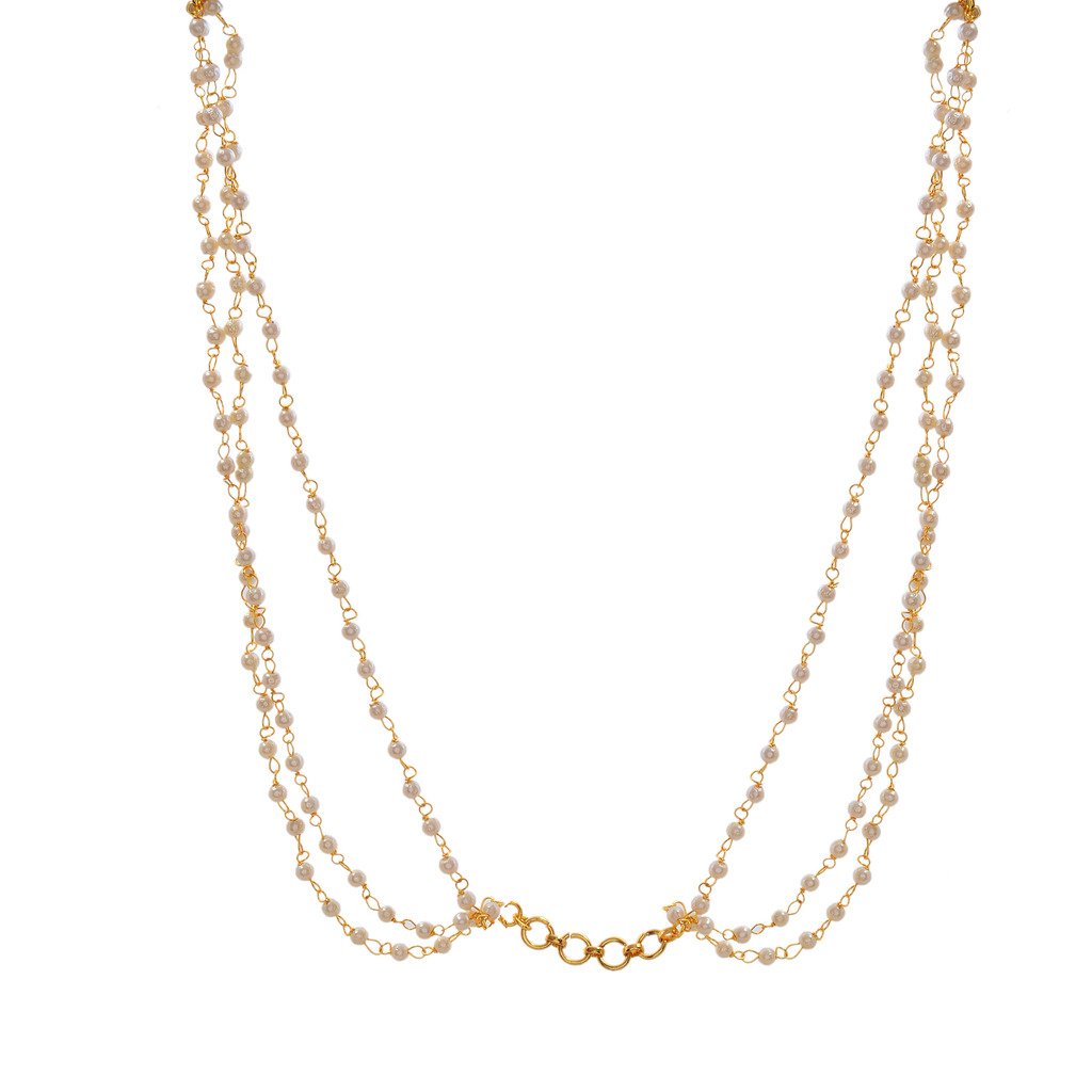 Gehnamart Gold Plated Pearl Stone Kanoti/kan Chain /Kan Sahar : Amazon ...