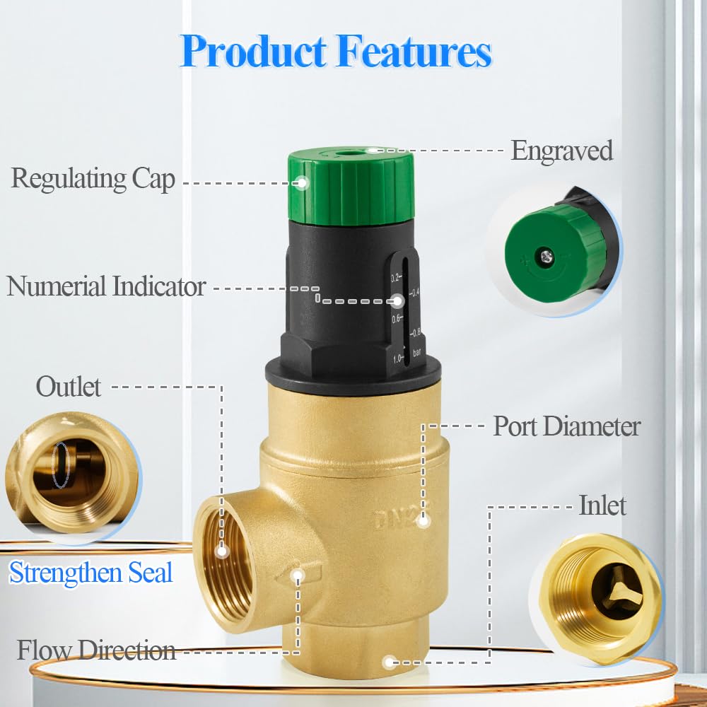 Snapklik.com : WiseWater 1" G Pressure Relief Valve, 0.2-1.0 Bar ...