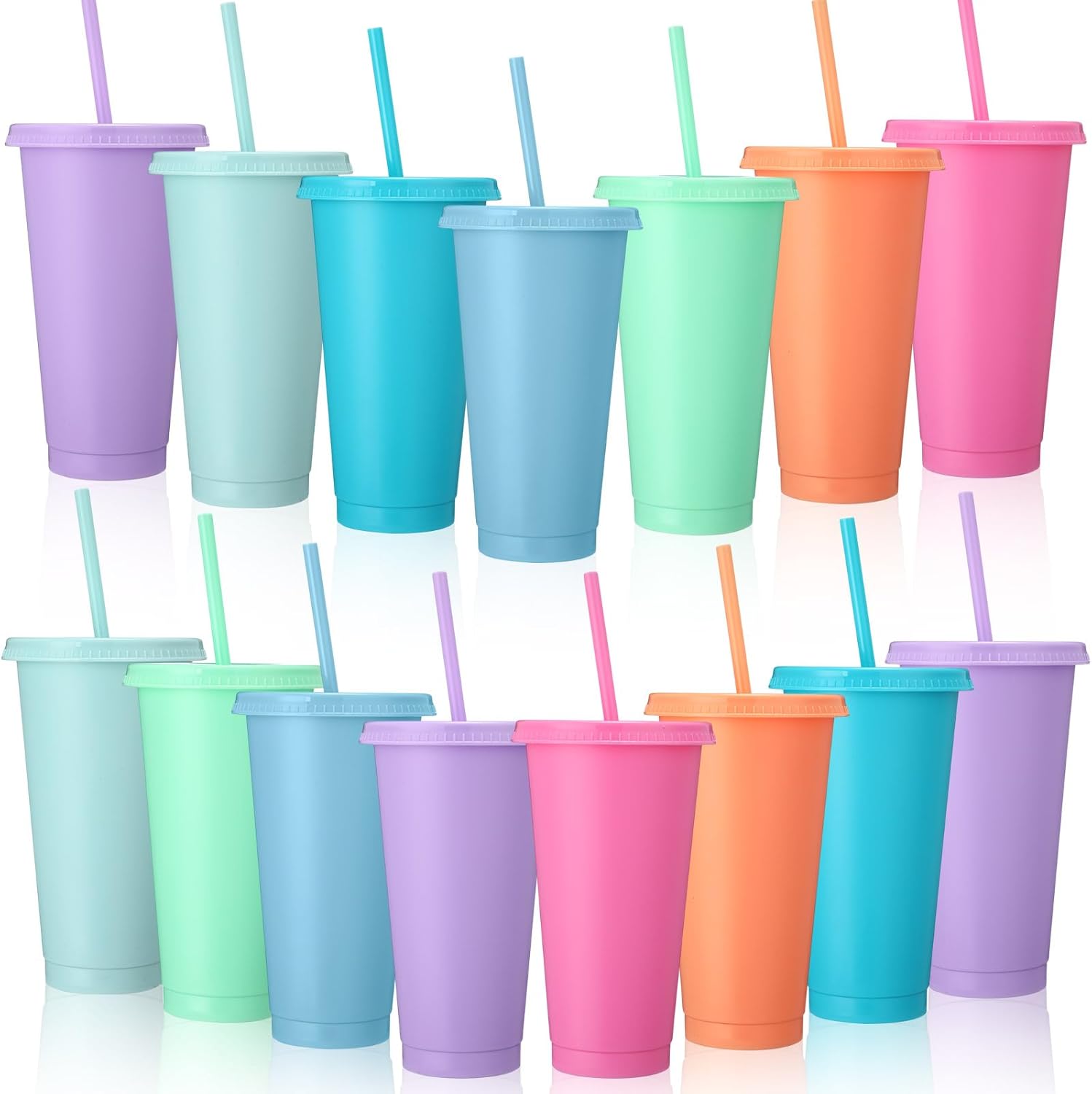 Amazon.com | Honeydak 15 Pack Tumbler with Straw and Lid Bulk Cups for ...