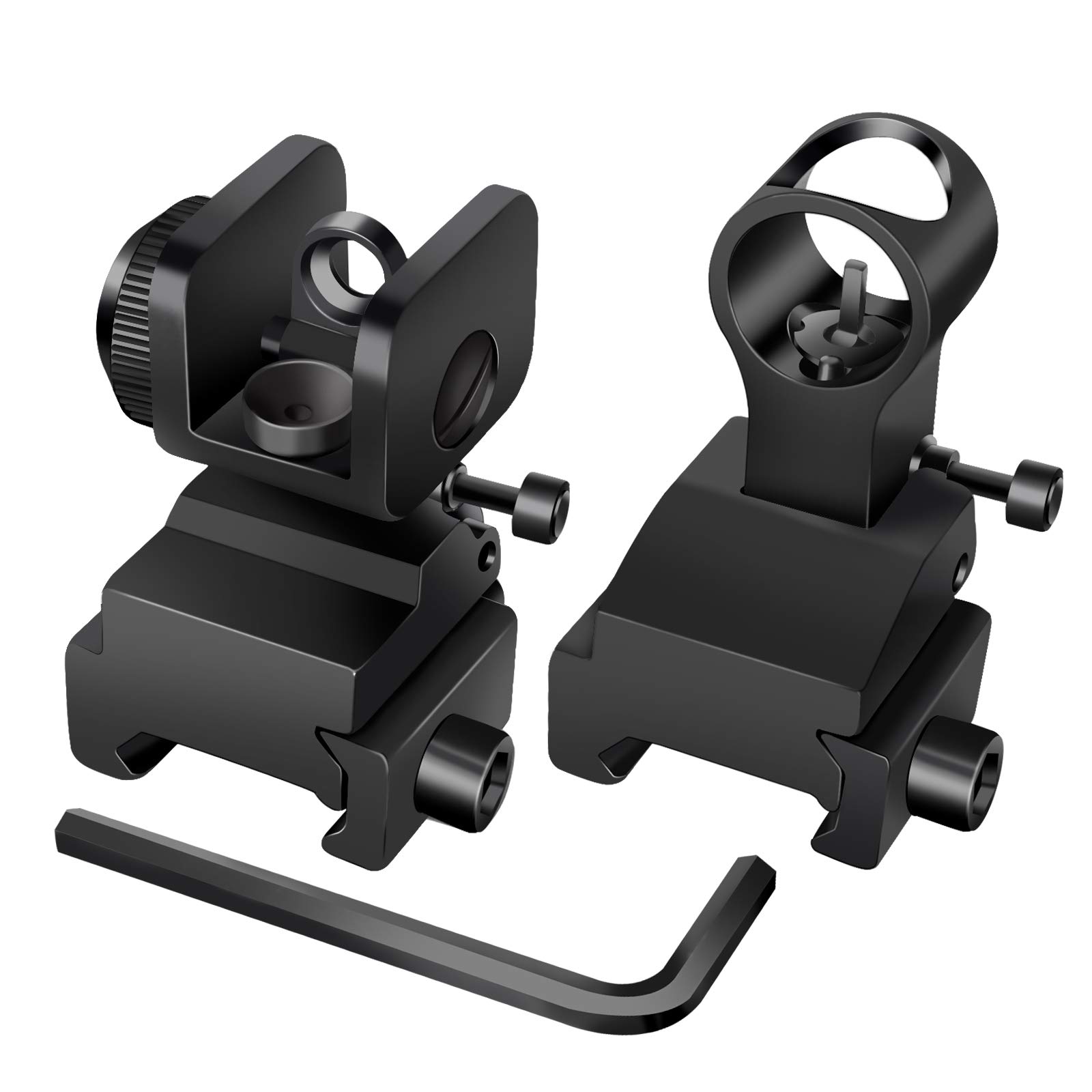 Buy Flip Up Iron Front and Rear Set with Elevation Window Fit 21mm Picatinny Weaver Rails Online ...