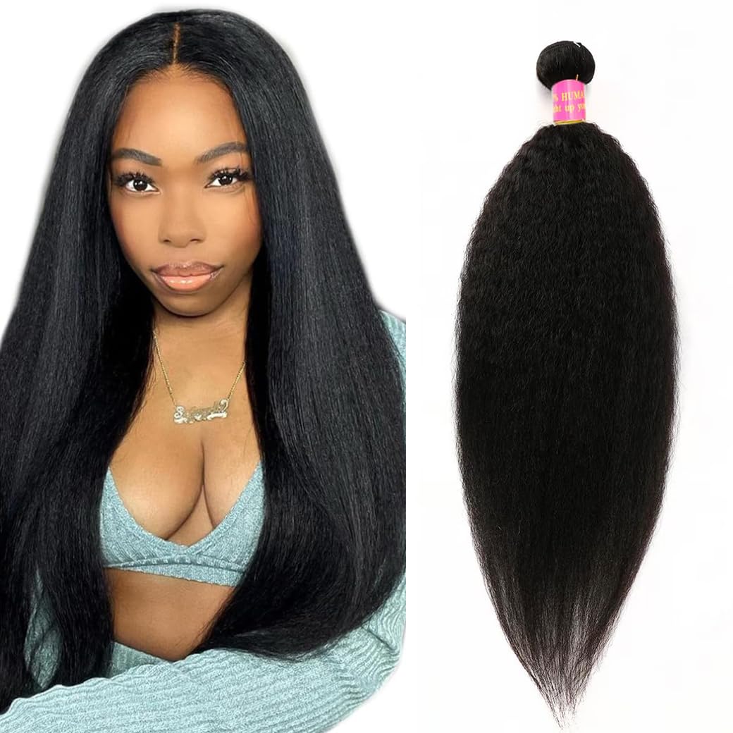 Amazon.com : Single Bundle Human Hair 22 Inch Kinky Straight One Bundle 12A 100% Unprocessed ...