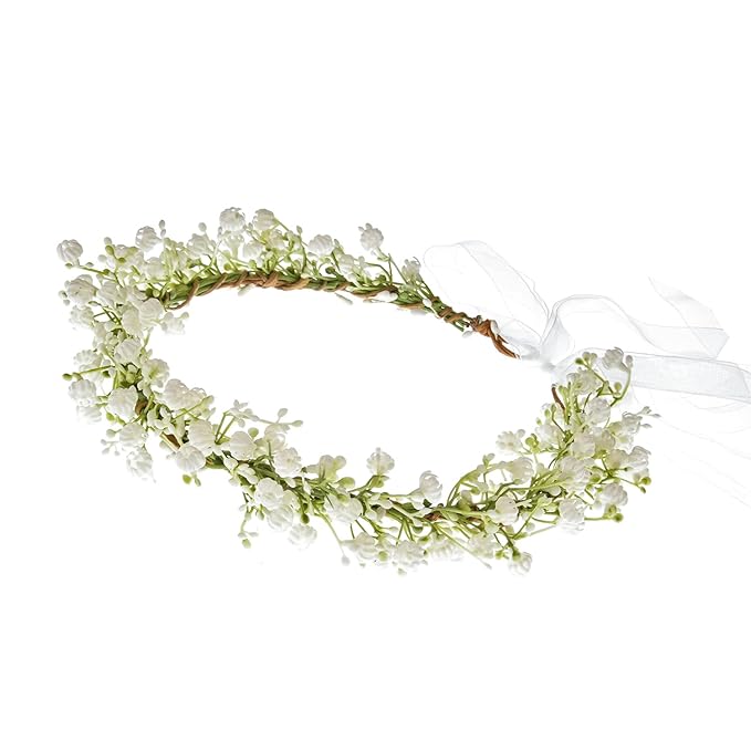 Amazon.com: Yili Maizi Women Handmade White Flower Crown Headband ...