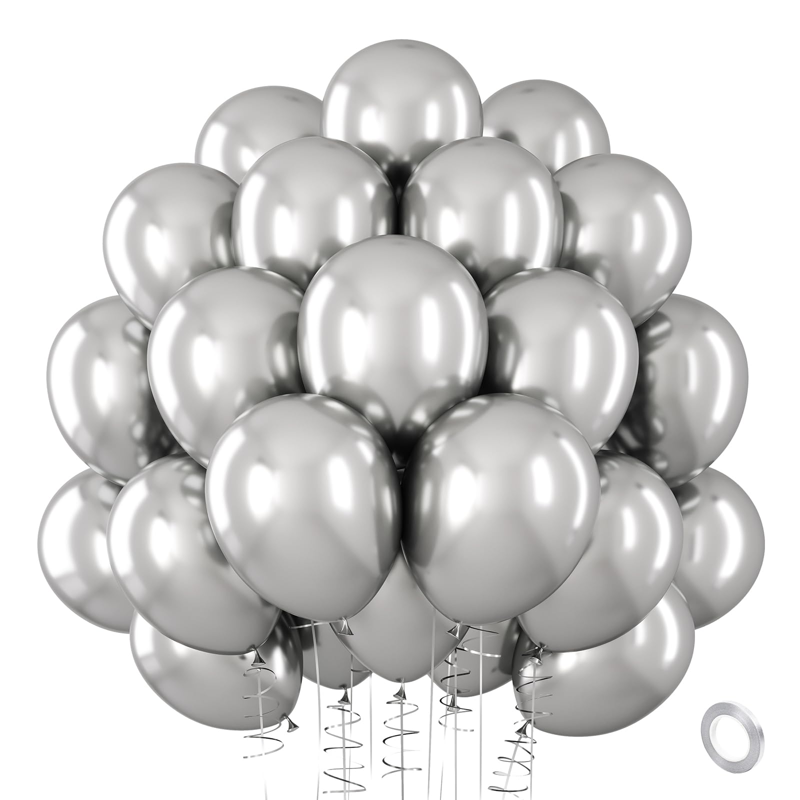 Amazon.com: 110 Pack Silver Metallic Chrome Balloons 12 Inch Latex ...
