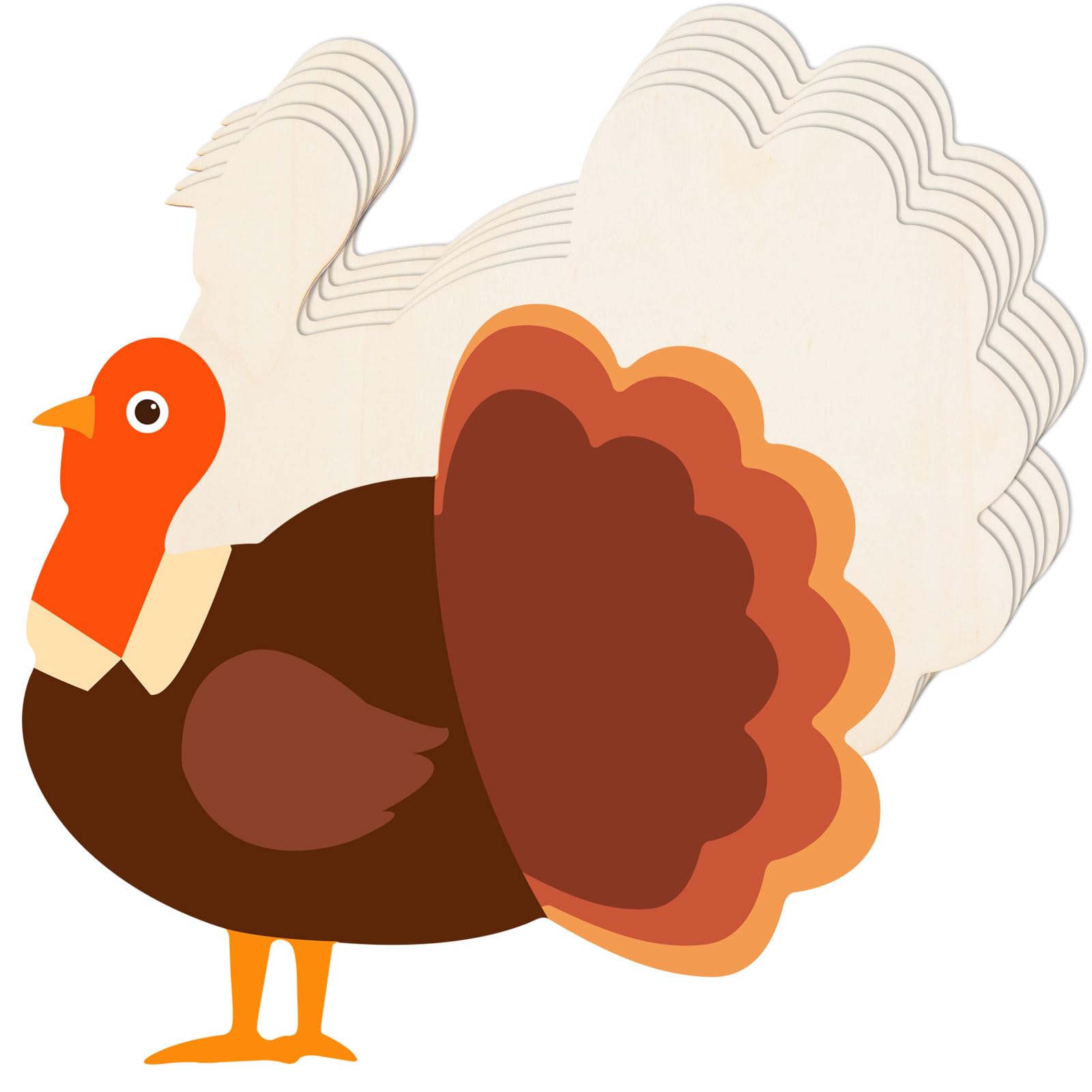 Amazon.com: 12 Pcs Large Wood Turkey Cutouts Unfinished Wooden ...