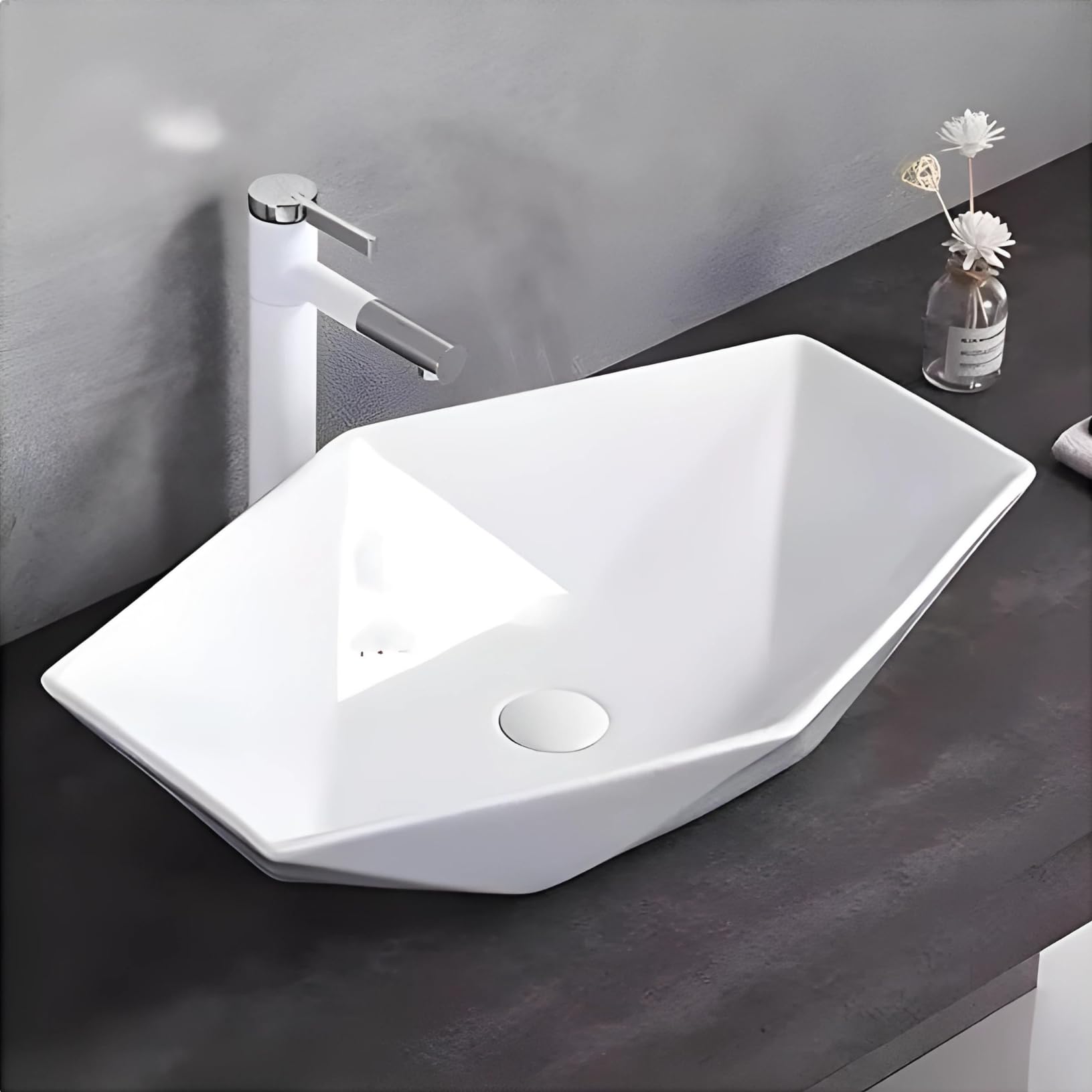 CANCRI Wash Basin Countertop | Tabletop Ceramic Bathroom Sink | Wash ...