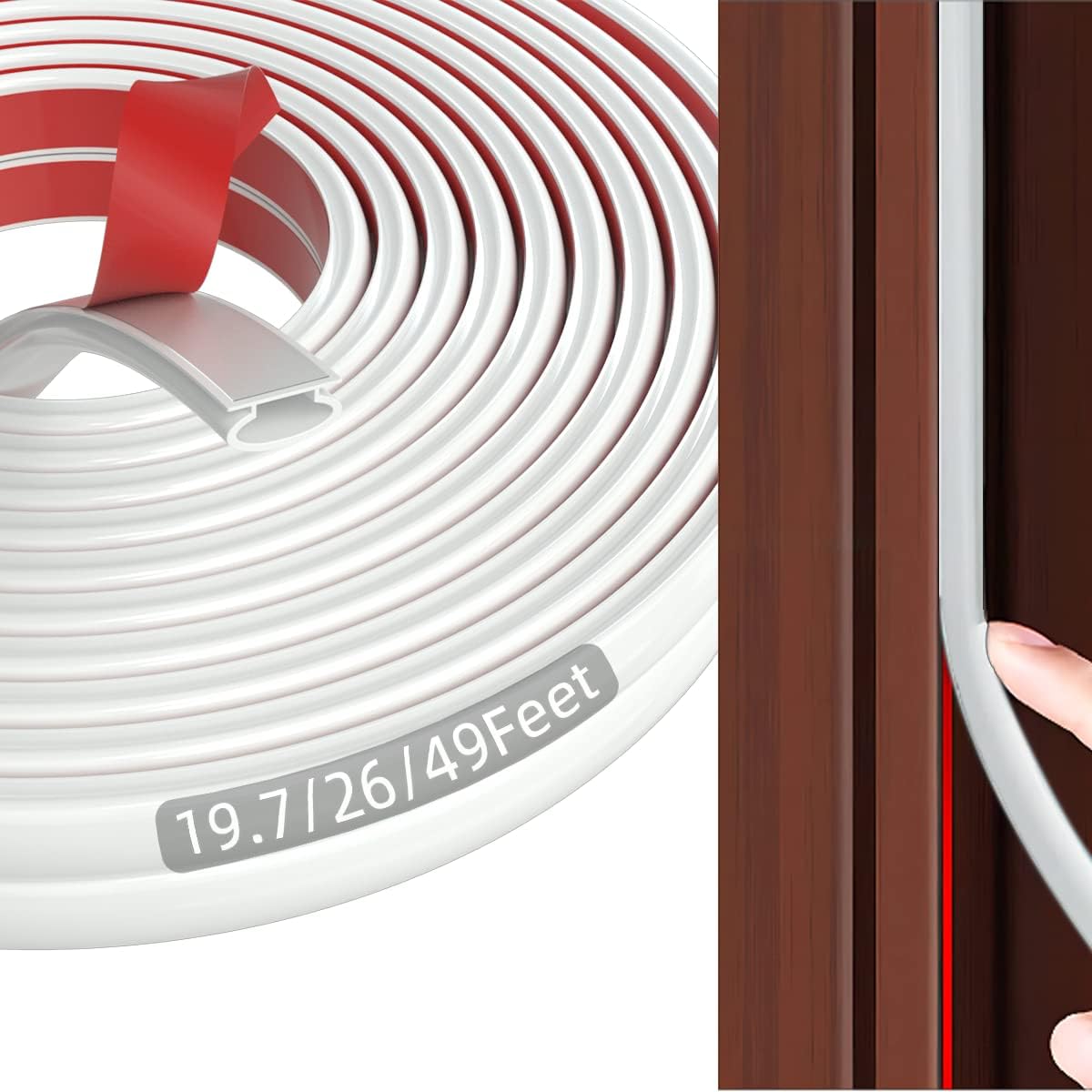 19.7Ft Rubber Weather Stripping Door Seal Strip, Self-Adhesive ...