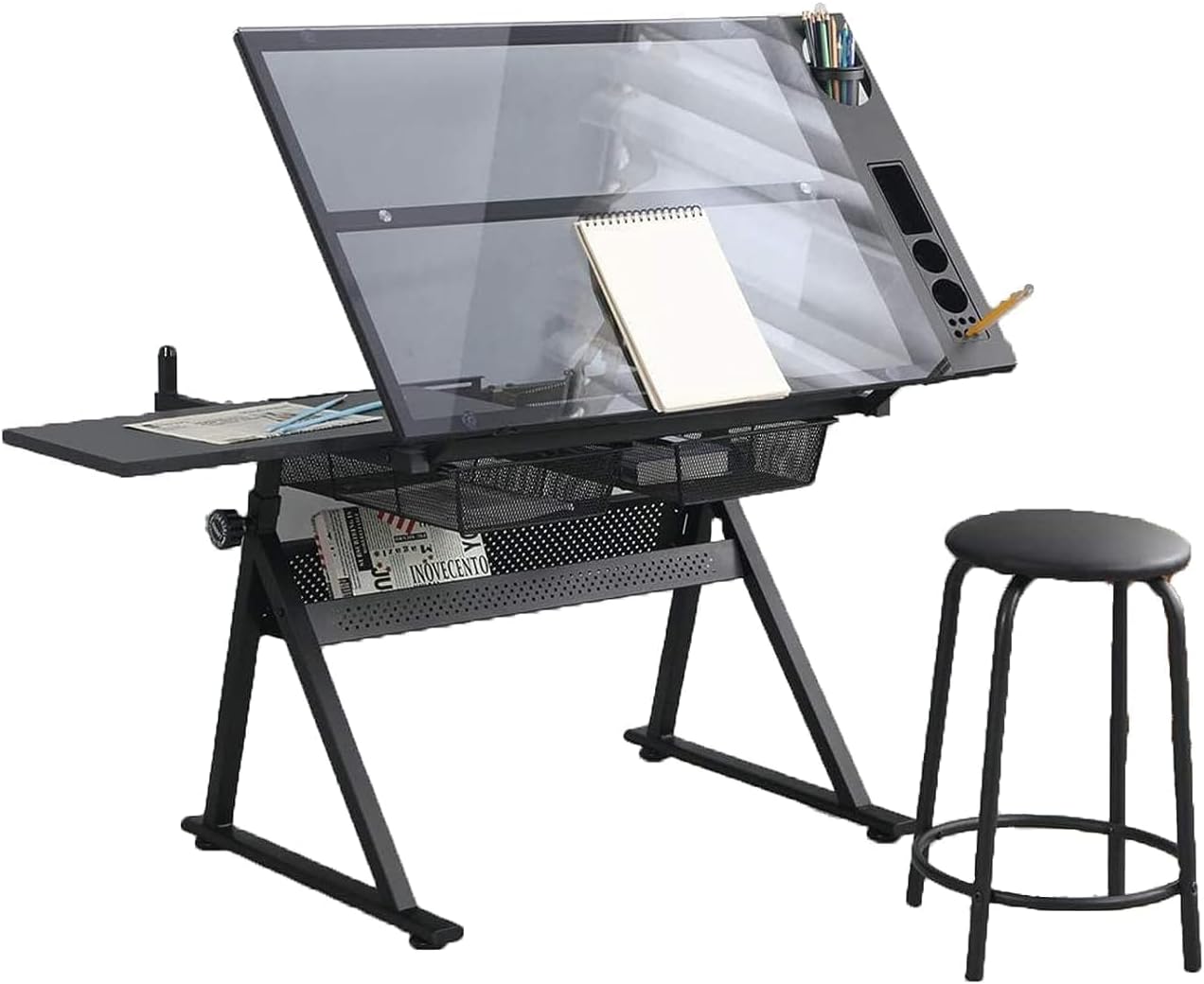 NB Glass Drafting Table Desk Drawing Adjustable Height Desks ...