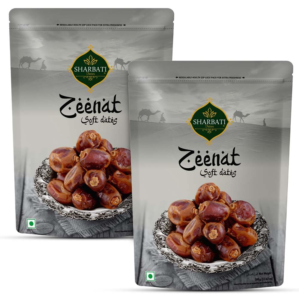 SHARBATI DATES Premium Zeenat Fresh Soft Dates 1Kg Pack (500 Grams X 2 ...