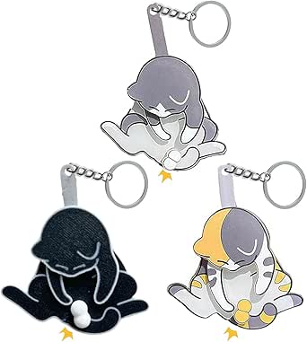 Mischief Cat Interactive Keychain,Rotating Cats Eggs Key Chain，Funny ...