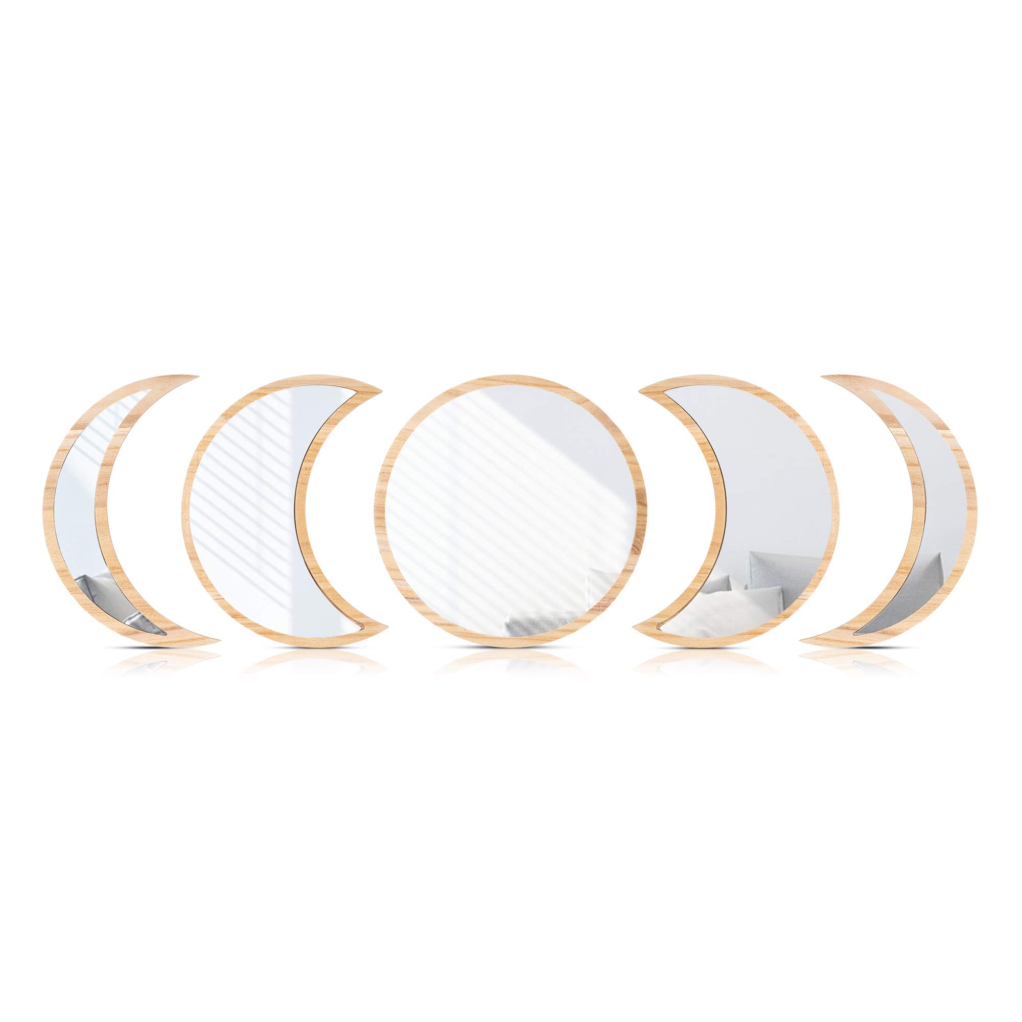 Buy MI & HER - Boho Moon Phase Mirror Set Glass - Real Glass Mirror ...