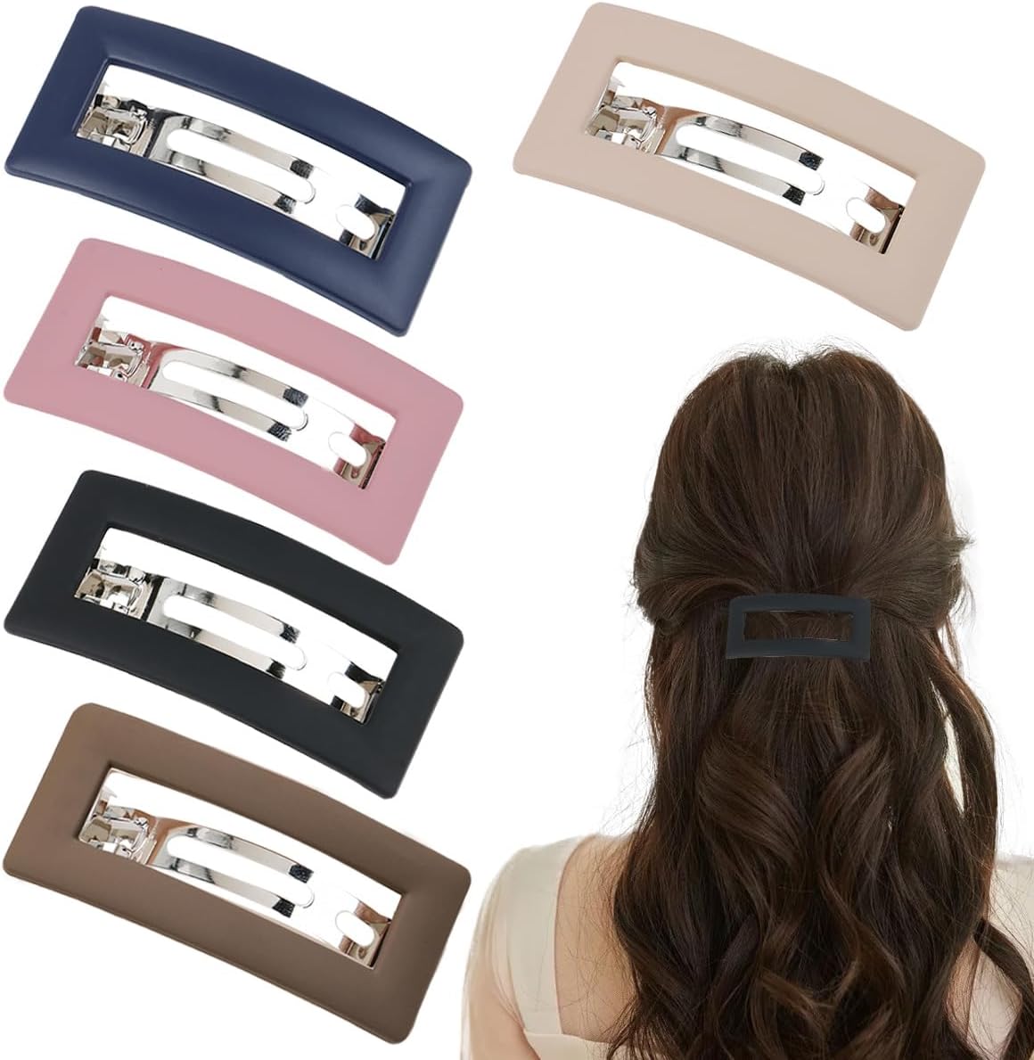 Amazon.com : 5 PCS Matte Square Hair Clips for Women Elegant French ...