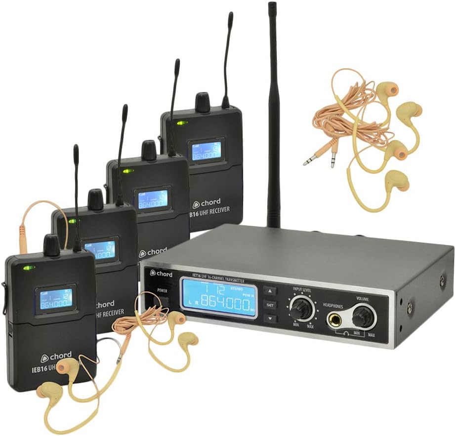 Chord IEM16 V2 In Ear Monitor Foldback System IEM Band 4 x Beltpack ...