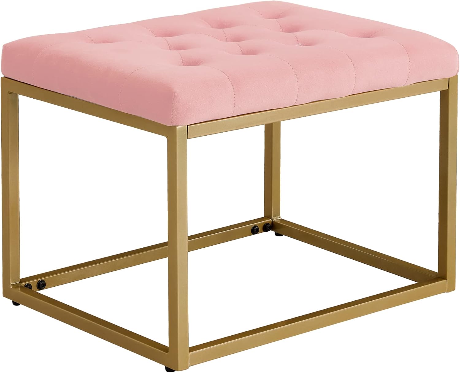 Amazon.com: Runave Vanity Stool, Square Velvet Makeup Stool with Golden ...