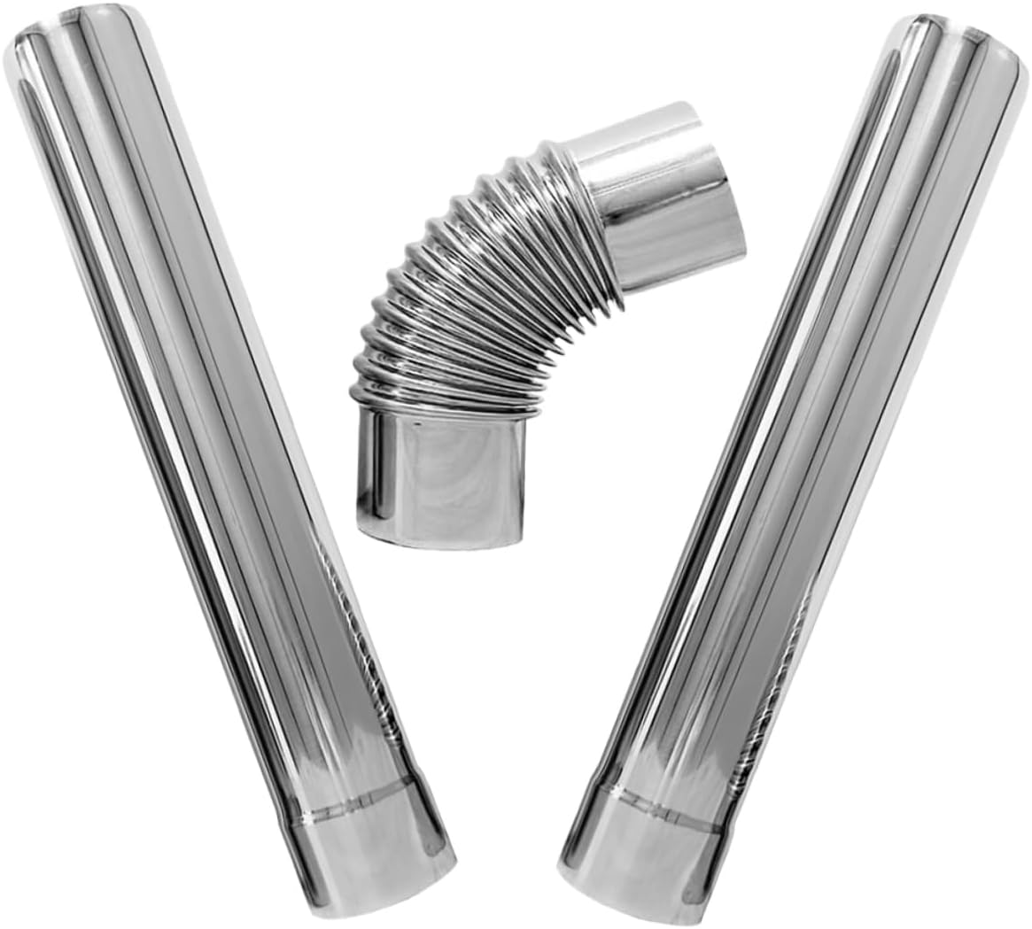 3Pcs Stainless Steel Flue Kit with Elbow Connector Straight Tube for ...