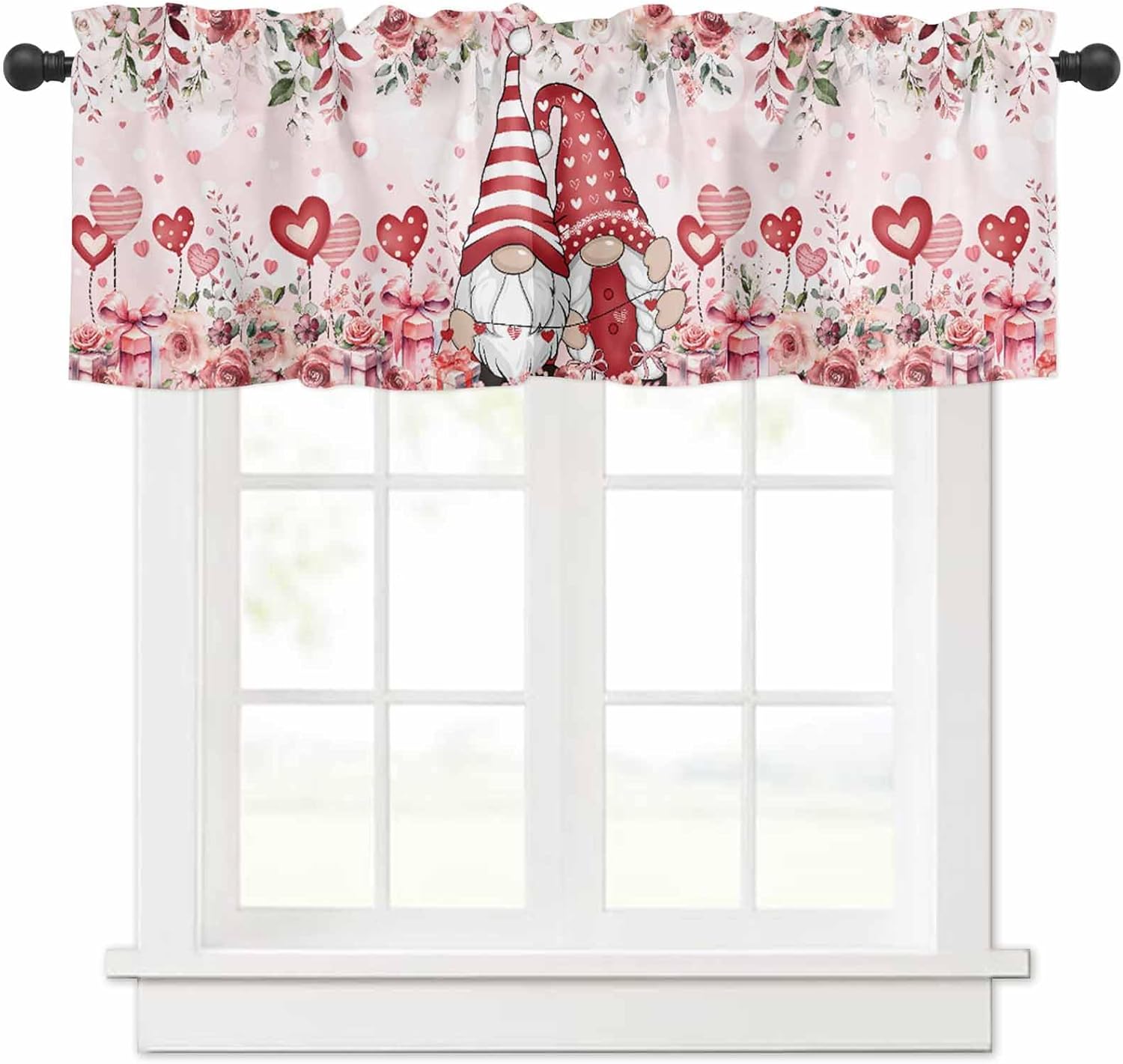 Amazon.com: Valentine's Day Kitchen Valances Curtains for Windows, Pink ...