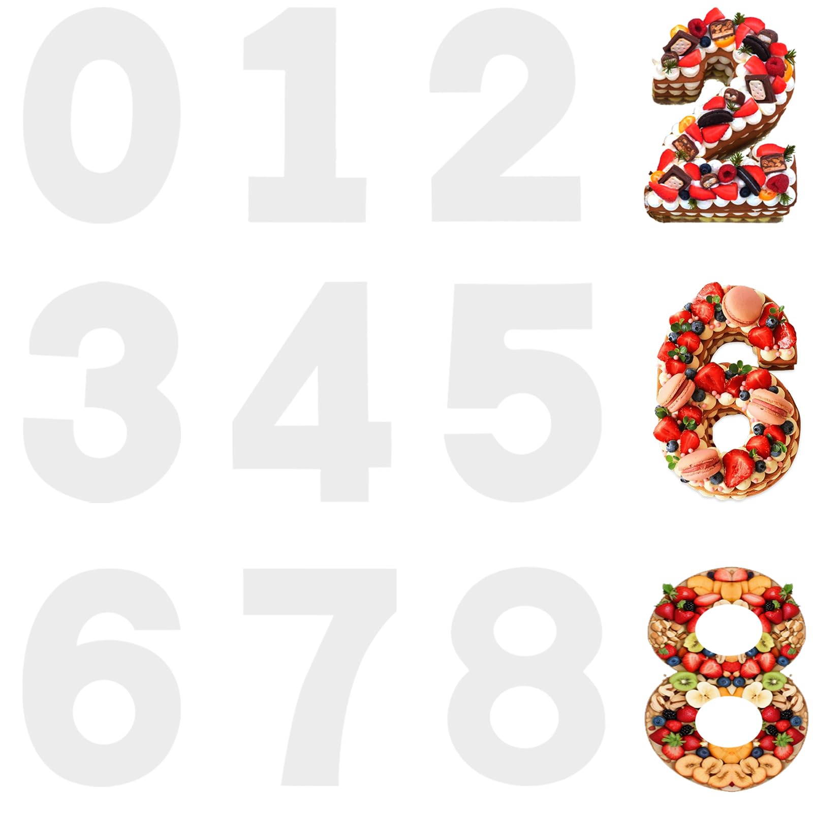 8 Inch Large Number Cake Molds 0-8 Cake Number Stencils, 9 Pieces ...