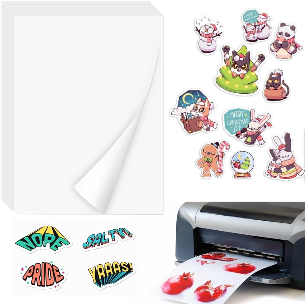 Sticker Paper for Printer A4, White Printable Sticky Labels for ...
