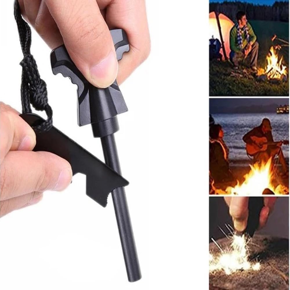 8 MM Rod Survival Magnesium Fire Starter - 5-in-1 Emergency Tool With ...