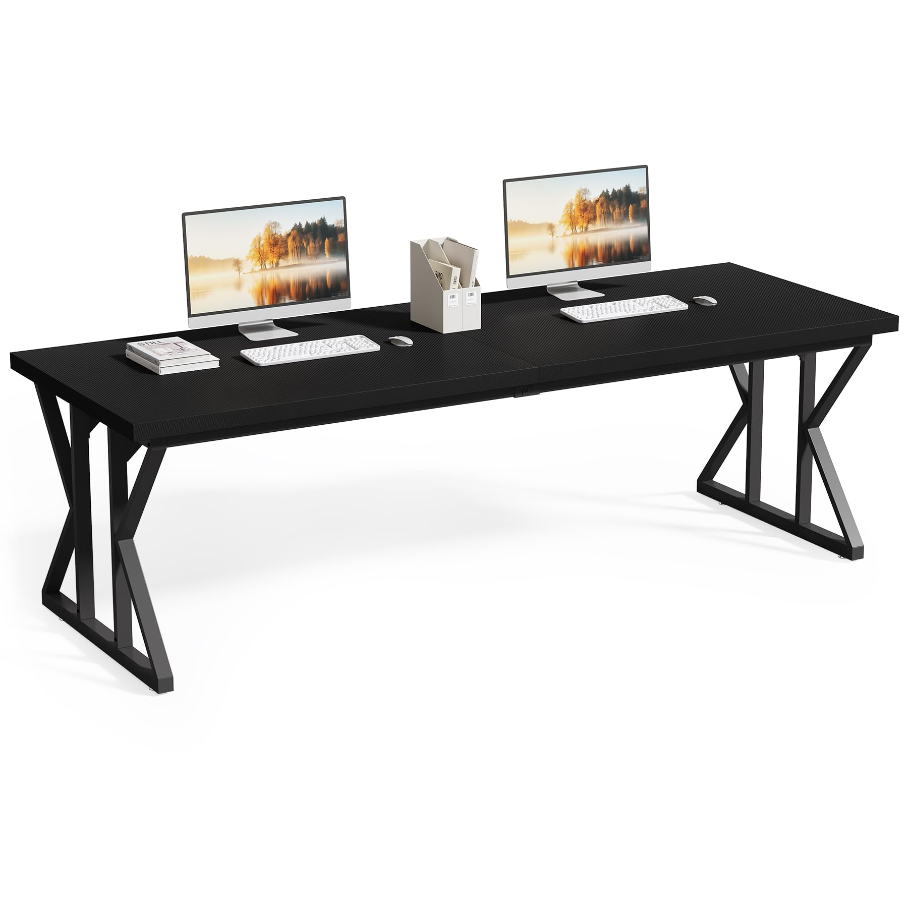 Amazon.com: LITTLE TREE 78.7 Inch Large Executive Desk, Extra Long ...