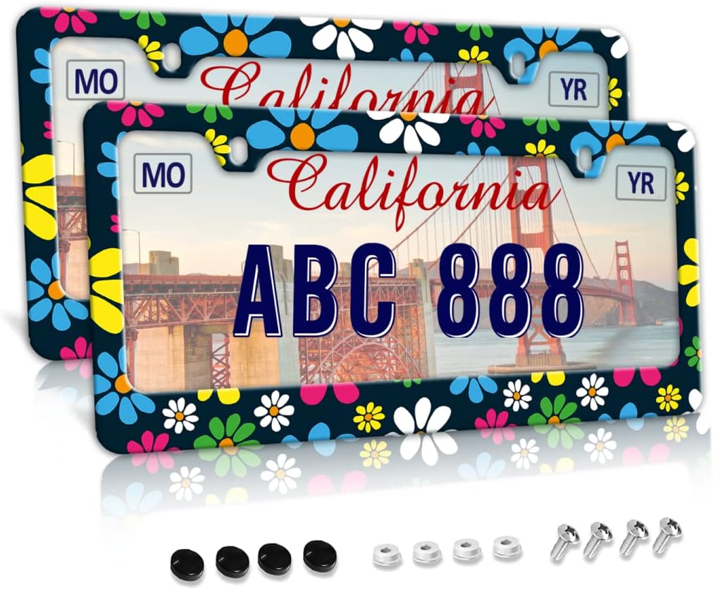 Amazon.com: Hippie License Plate Frame,Abstract Hippie Flower License ...