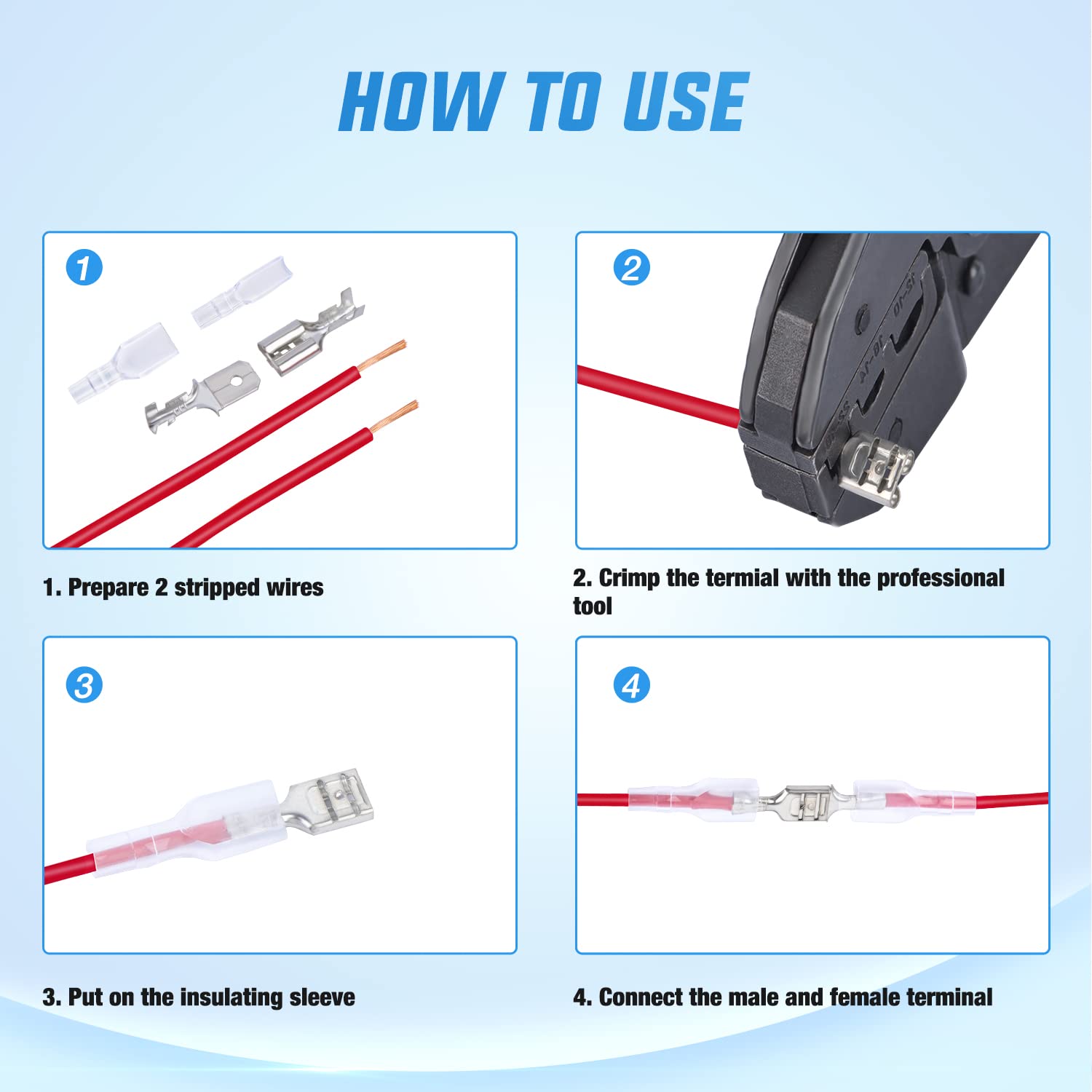 Snapklik.com : 480PCS Insulated Male Female Spade Terminals Quick ...