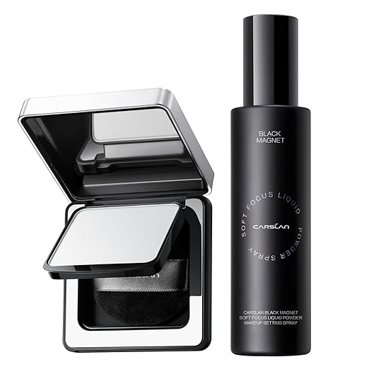 Amazon.com : CARSLAN Black Magnet Soft Focus Pressed Powder+Liquid ...