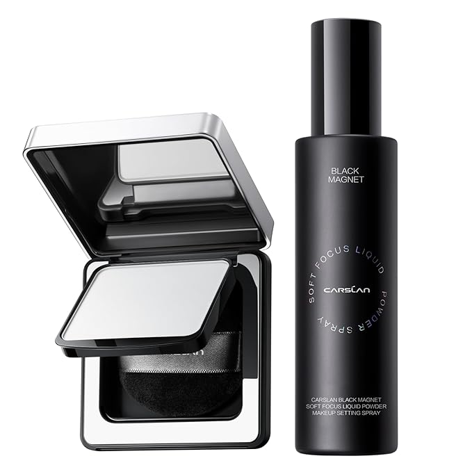 Amazon.com : CARSLAN Black Magnet Soft Focus Pressed Powder+Liquid ...