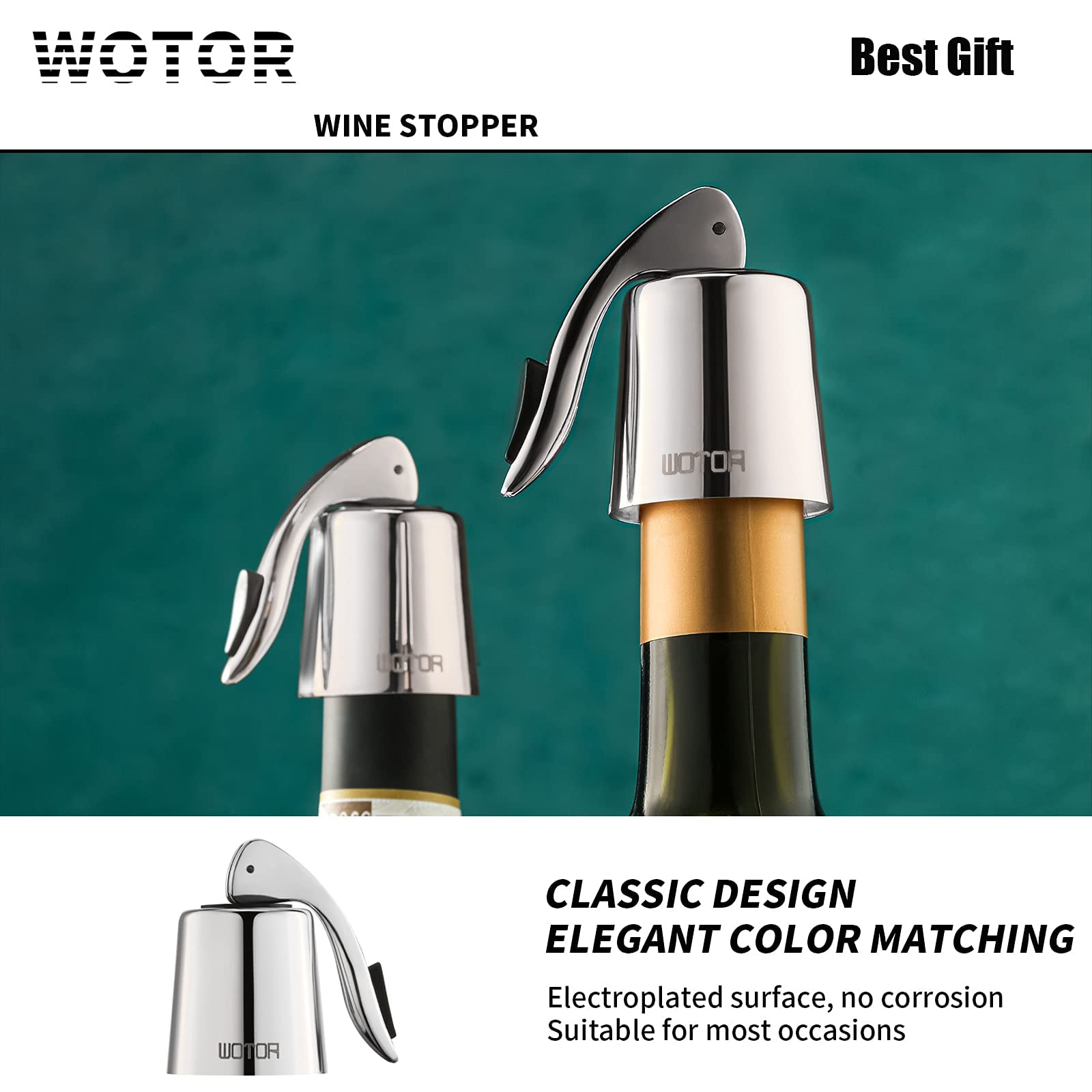 Snapklik.com : WOTOR Wine Stoppers Stainless Steel Wine Bottle Stopper Plug