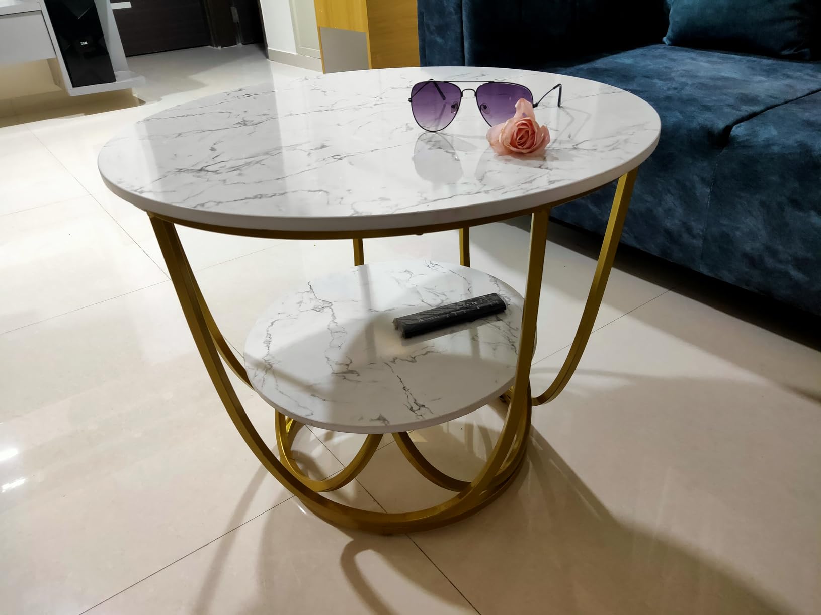 EDEUEQUE Round Coffee Table Modern Sofa Side Table for Living Room End ...