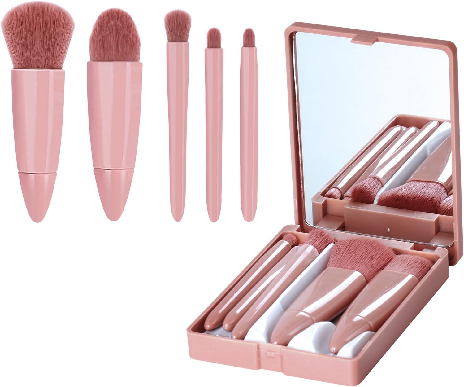 Amazon.com: Easy-taken Travel Makeup Brush Set, COSHINE 5pcs Mini ...