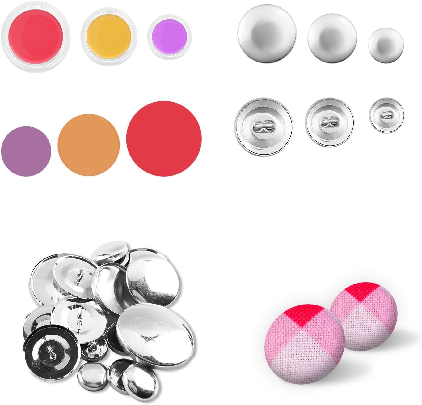 Amazon.com: NQEUEPN 120pcs Button Covers, Cover Button Kit with 6 Sizes, DIY Fabric Covered ...