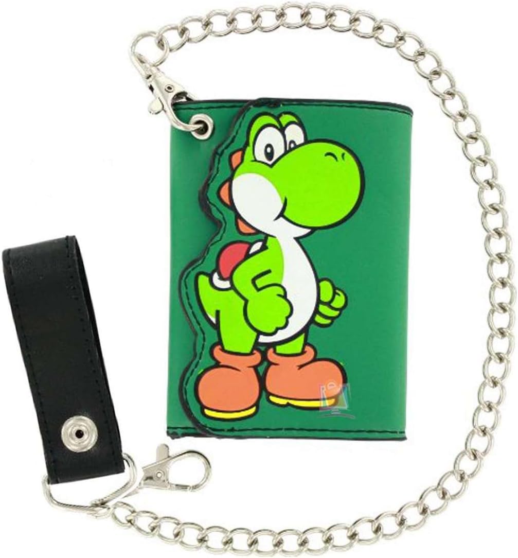 Amazon.com: Nintendo Yoshi Tri-Fold Wallet with Chain : Clothing, Shoes ...