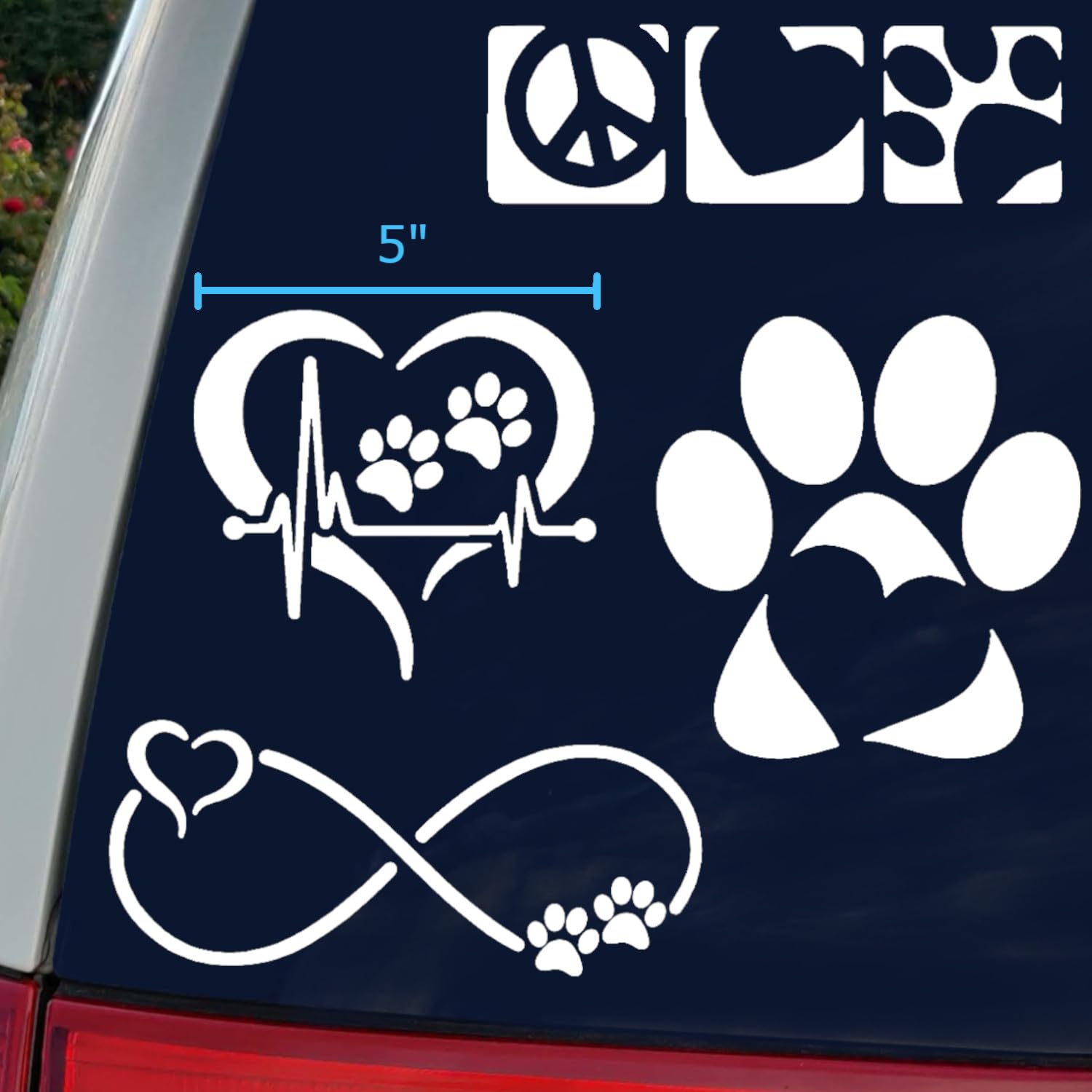 Amazon.com - Paw Decals 4 Pack: Heartbeat Paw Heart, Infinity with Paws ...