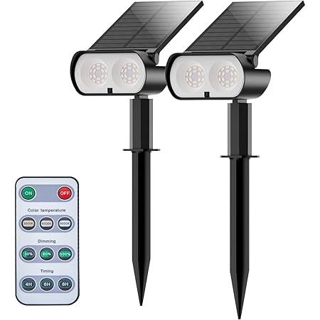 Brightown Solar Spot Lights Outdoor, 32 LEDs IP66 Waterproof Dusk-to ...