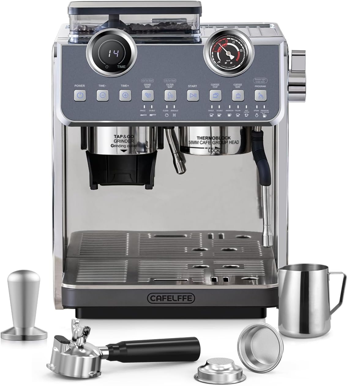 CAFELFFE Barista Pump Espresso Machine With Grinder, Double Heating ...