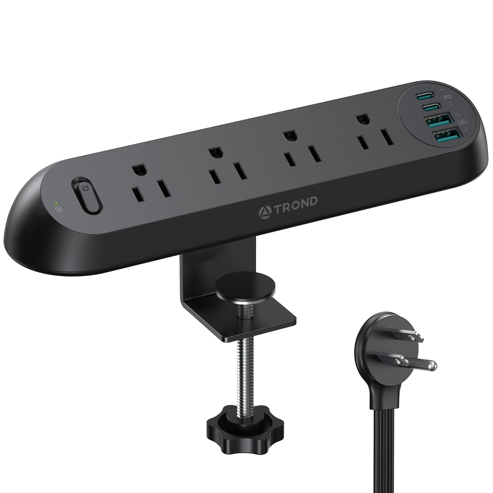 TROND Power Bar with Surge Protector USB C, PD 20W Desk Clamp Power Bar ...