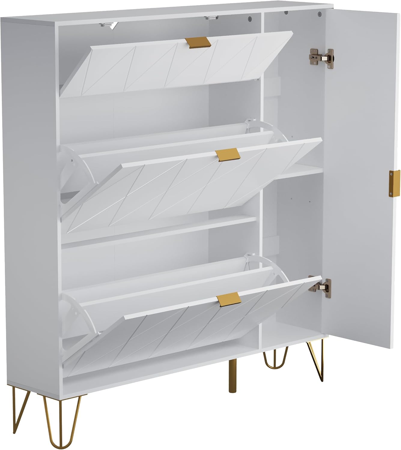 UEV Tilting Shoe Cabinet, Shoe Rack for 16 Pairs of Shoes, Shoe Storage ...