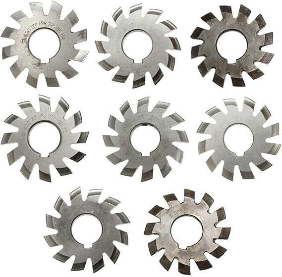 Amazon.com: 8Pcs HSS Involute Gear Milling Cutter Kit, Silver High ...