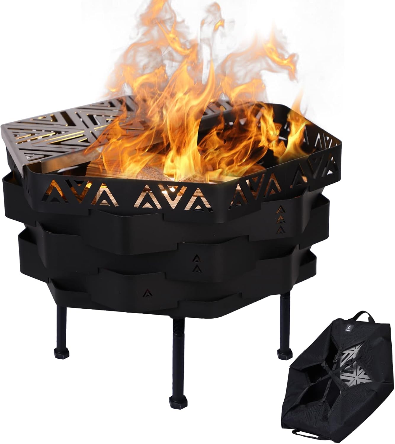 Amazon.com: Aterland Outdoor Fire Pit Wood Burning Firepit with Cooking ...