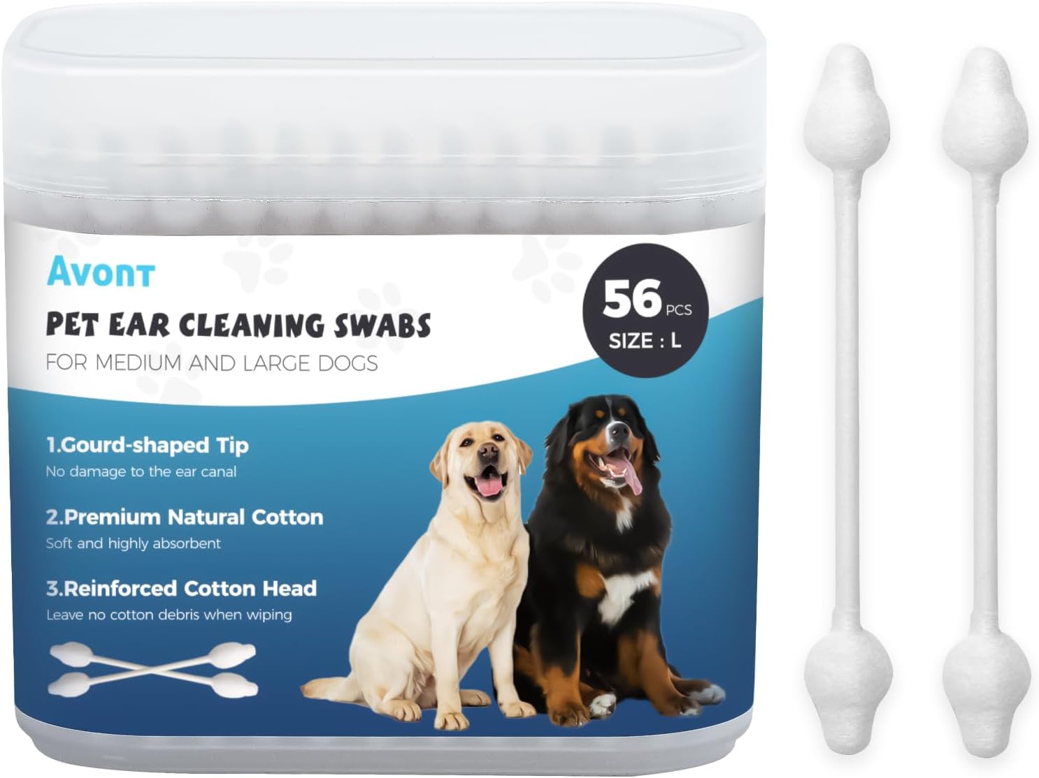 Amazon.com : Avont Dog Ear Cleaning Cotton Swabs, Pet Qtips, Ear Care ...