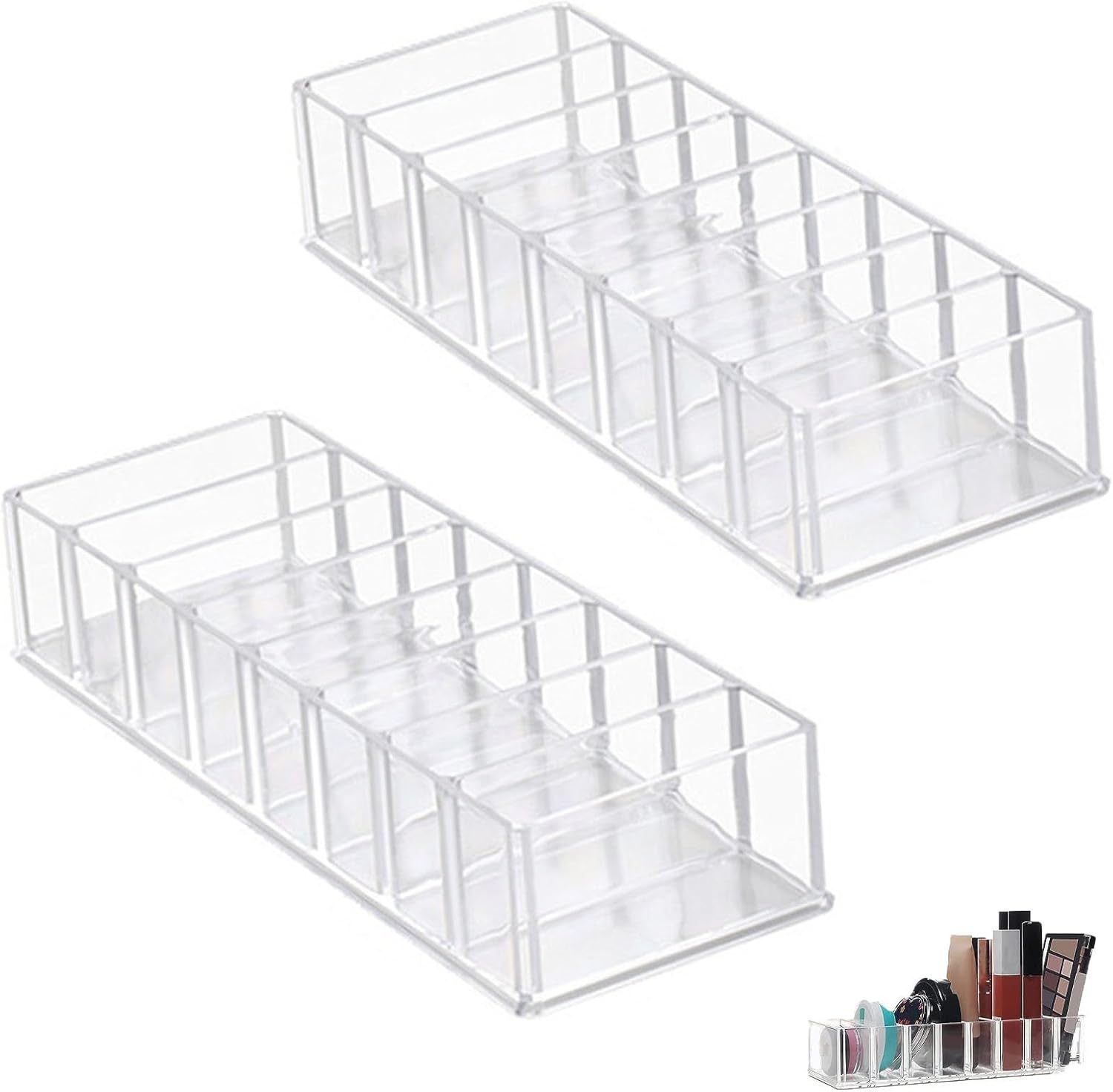 2Pcs Makeup Drawer Organiser, Clear Make up Drawer Organiser, Lipstick ...