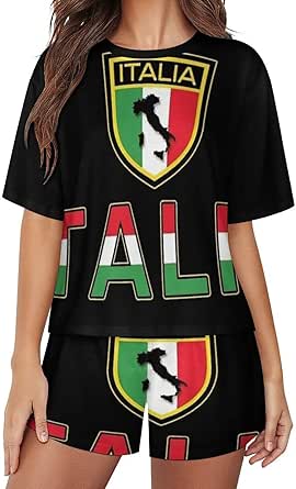 VHPVHP Italy Flag And Italian Letter Women's Pajama Sets Shorts Comfy ...