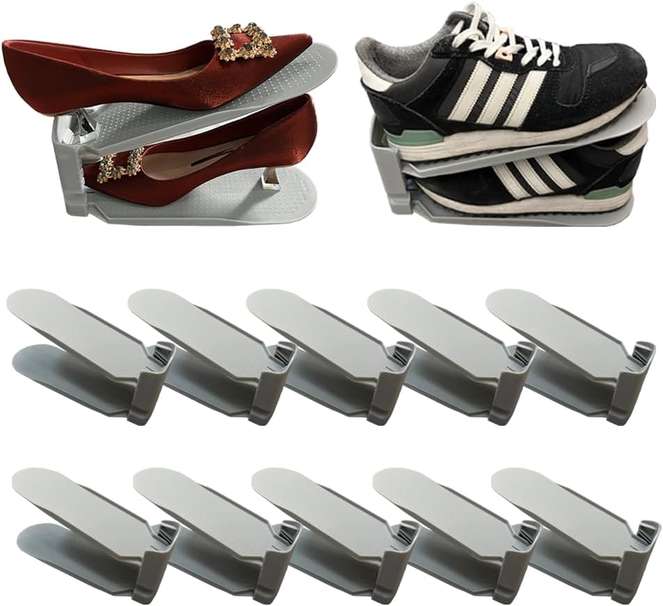 Emuca - Self shoe rack for inside wardrobe, Silver painted, Steel and ...