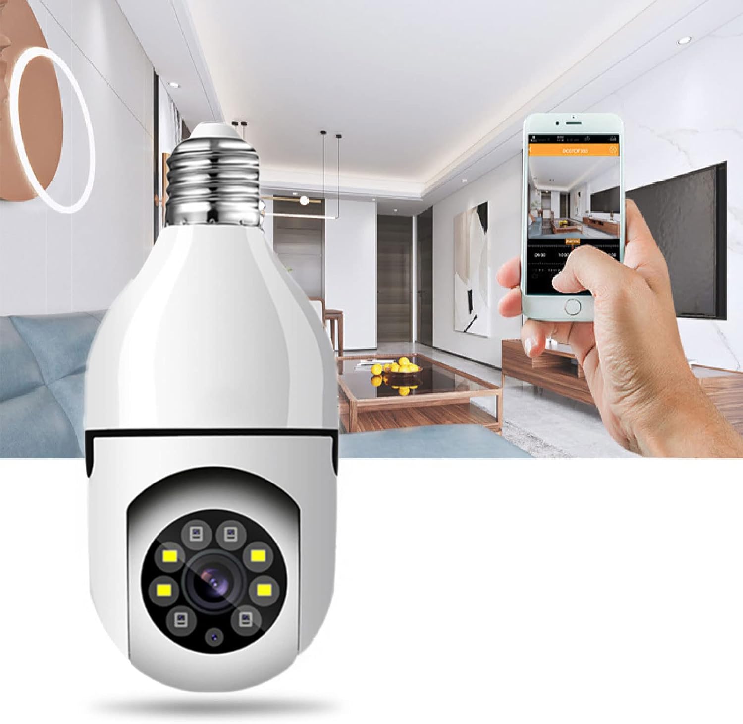 JZZANG E27 Bulb Camera, Bulb Camera 360 Degree Wifi Night Vision With ...