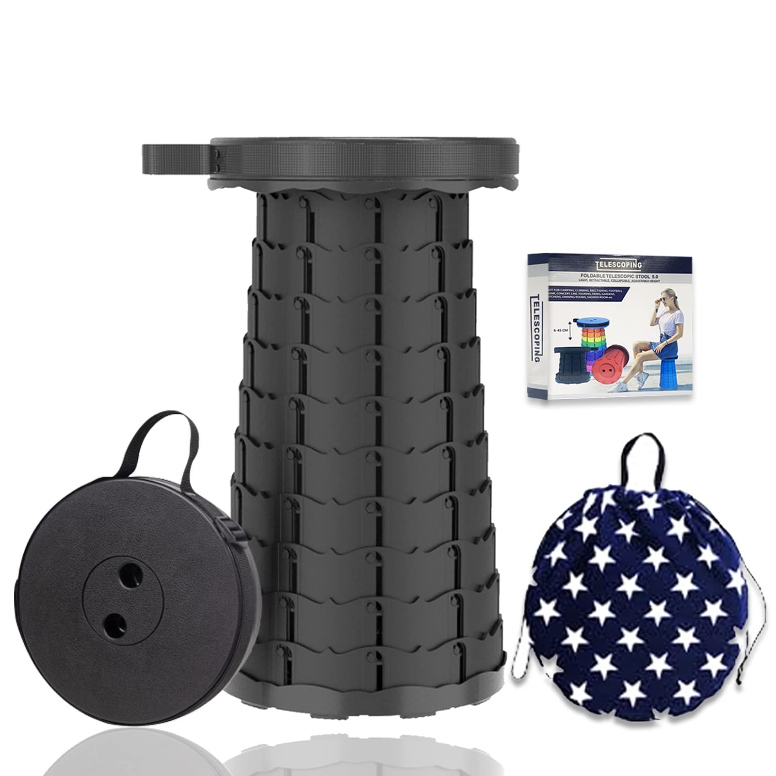 Jakuva Upgraded Camping Stool with Carry Bag,Retractable Folding Stool ...