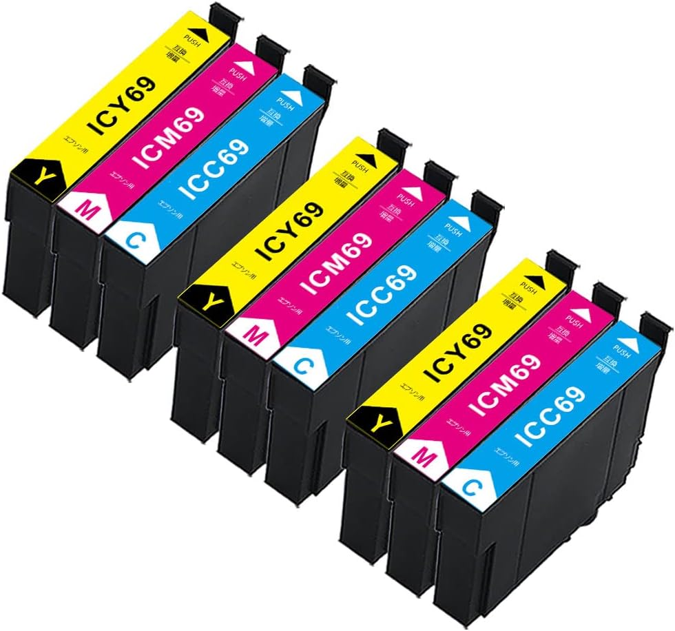 Amazon.co.jp: IC4CL69 互換 インクカートリッジ 69 IC-69 IC69 (2C/2M/2Y) 3色6本セット 増量タイプ 残量表示機能 2年保証「対応機種 PX ...