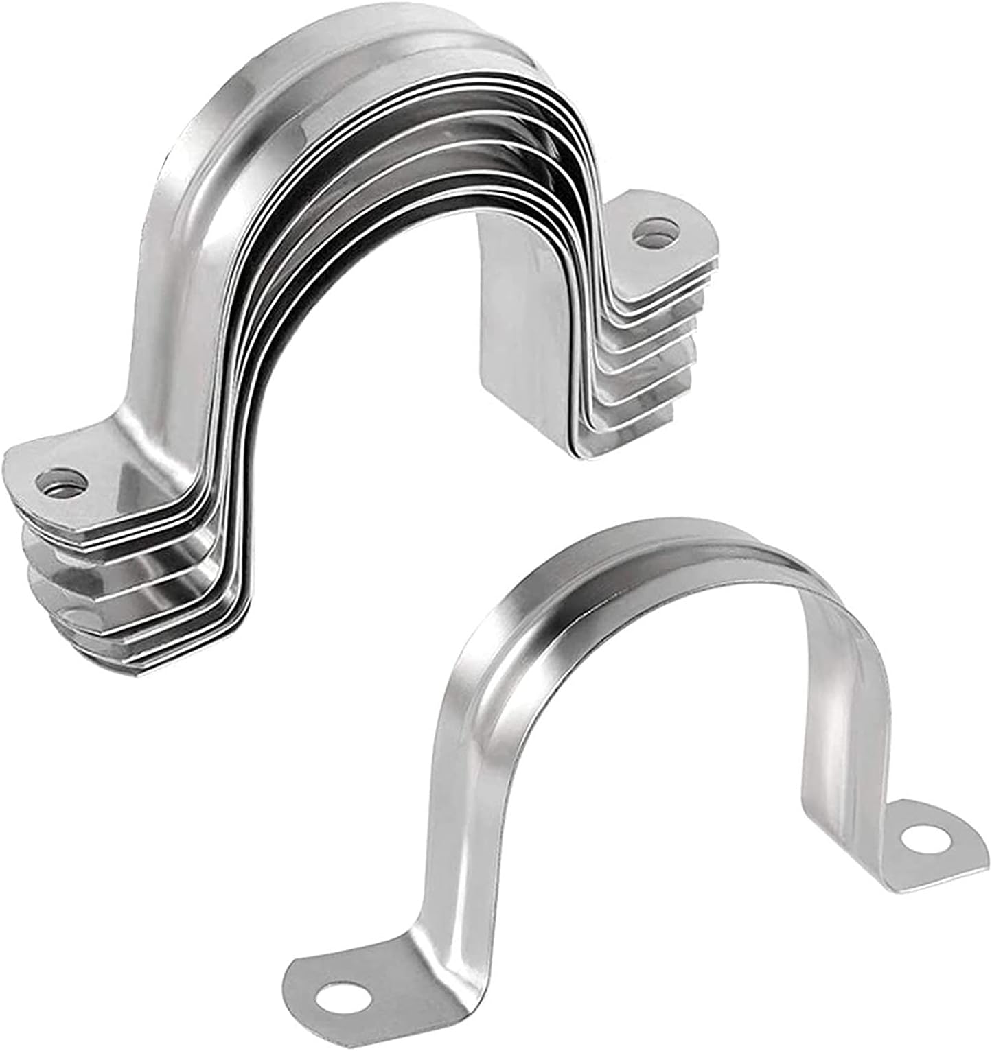 6 Pcs 4inch Rigid Pipe Strap,Two Hole Stainless Steel Strap U Bracket ...