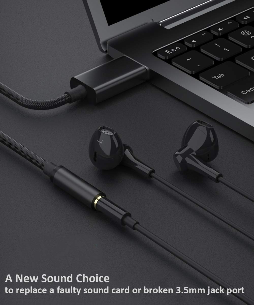 Buy USB to 3.5mm Jack Audio Adapter, TRRS 4-Pole Mic-Supported USB to ...