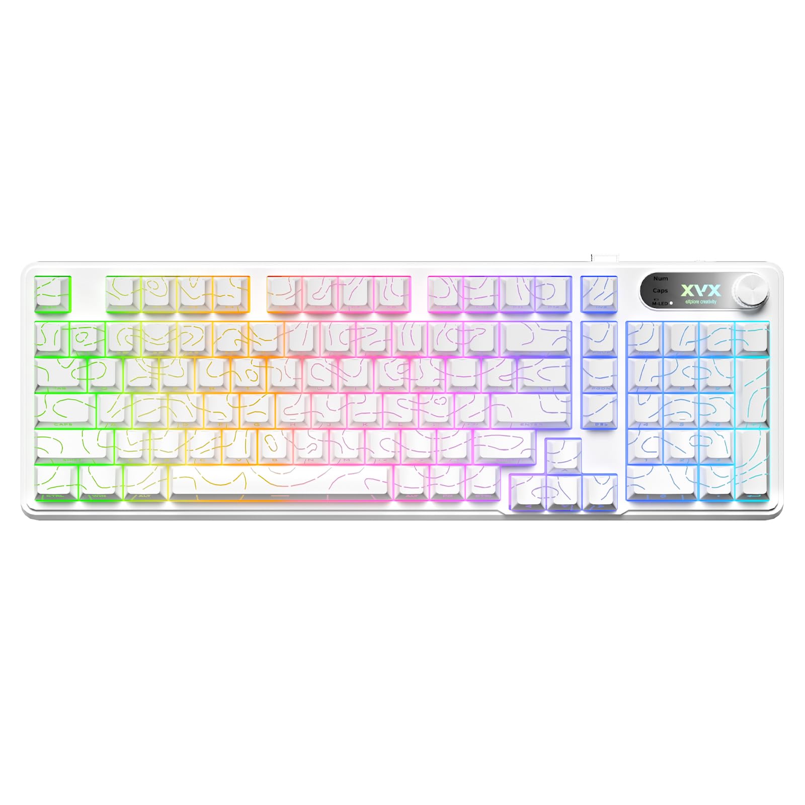 White Topographic Gaming Keyboard 99 Keys Membrane Wireless Keyboard ...